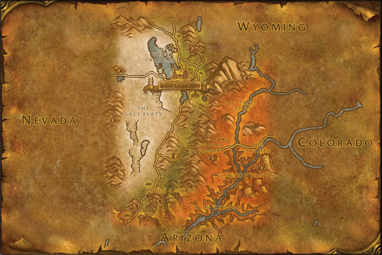 Utah World of Warcraft Style Map - Etsy