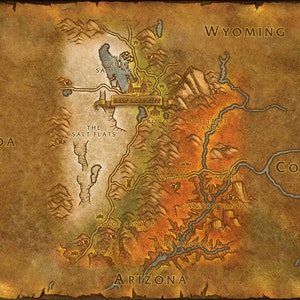 Utah - World of Warcraft Style Map - Etsy