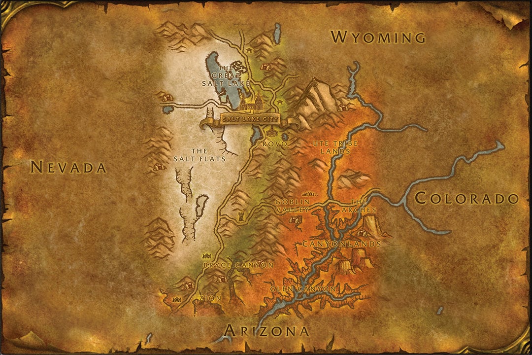 Utah World of Warcraft Style Map - Etsy