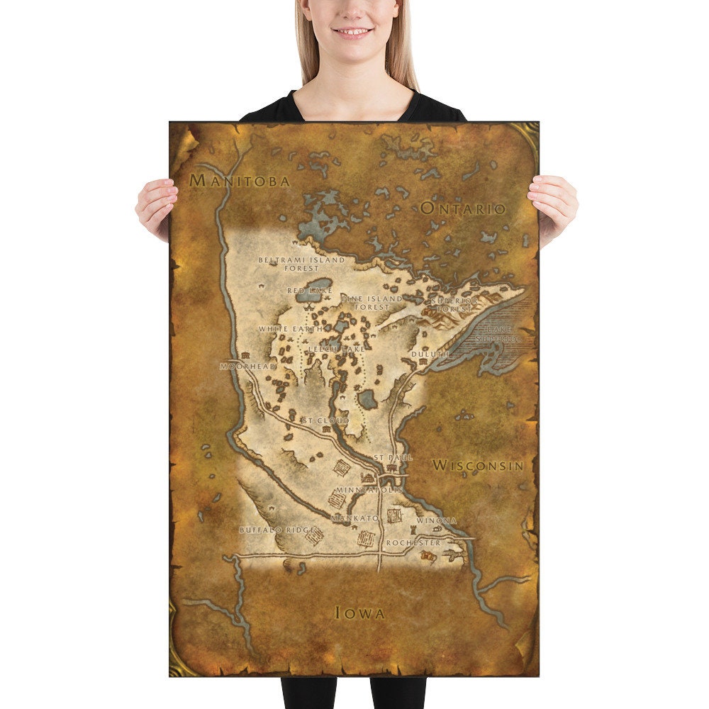 Minnesota World of Warcraft Style Map - Etsy