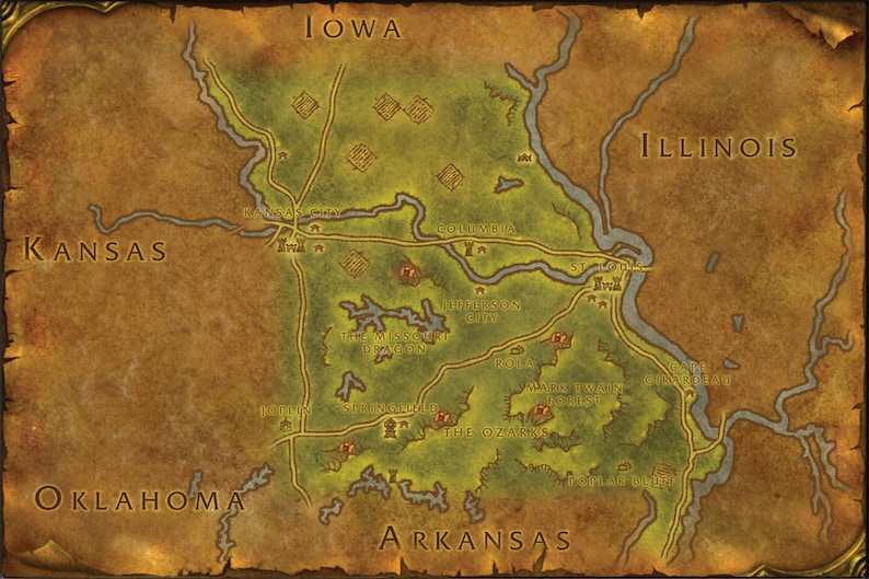 Missouri World of Warcraft Style Map - Etsy