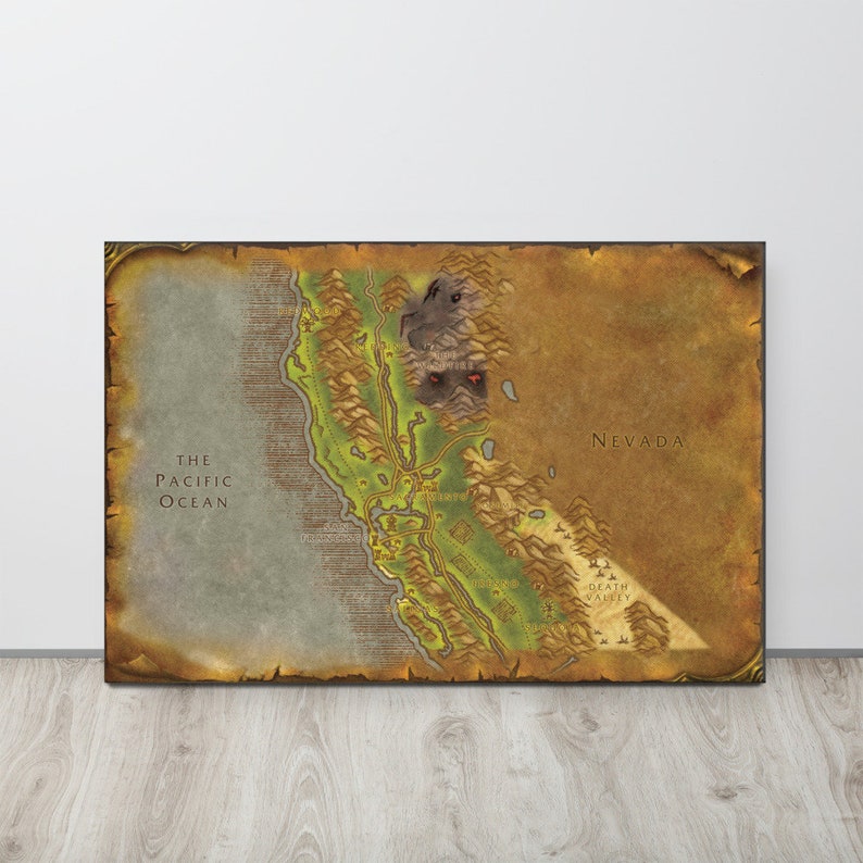 California norcal World of Warcraft Style Map - Etsy