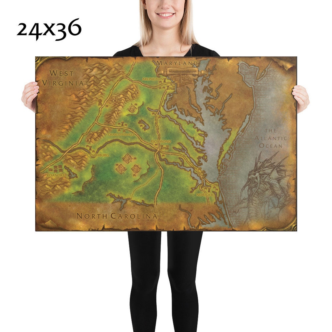 Virginia - World of Warcraft Style Map Print - Etsy