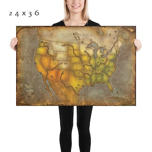 The United States of America - World of Warcraft Style Map - Etsy