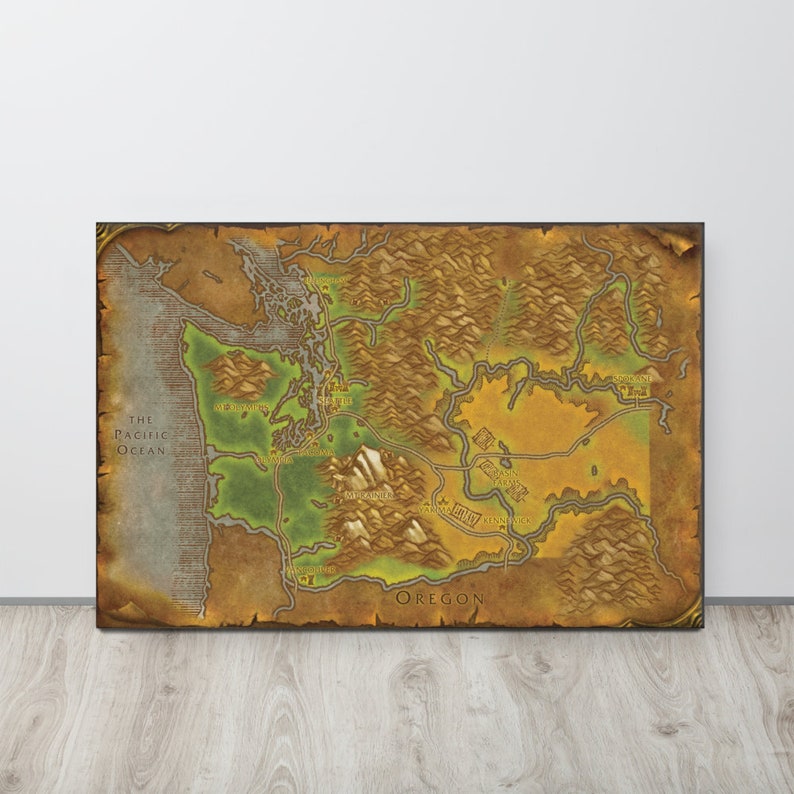 Washington World of Warcraft Style Map | Etsy