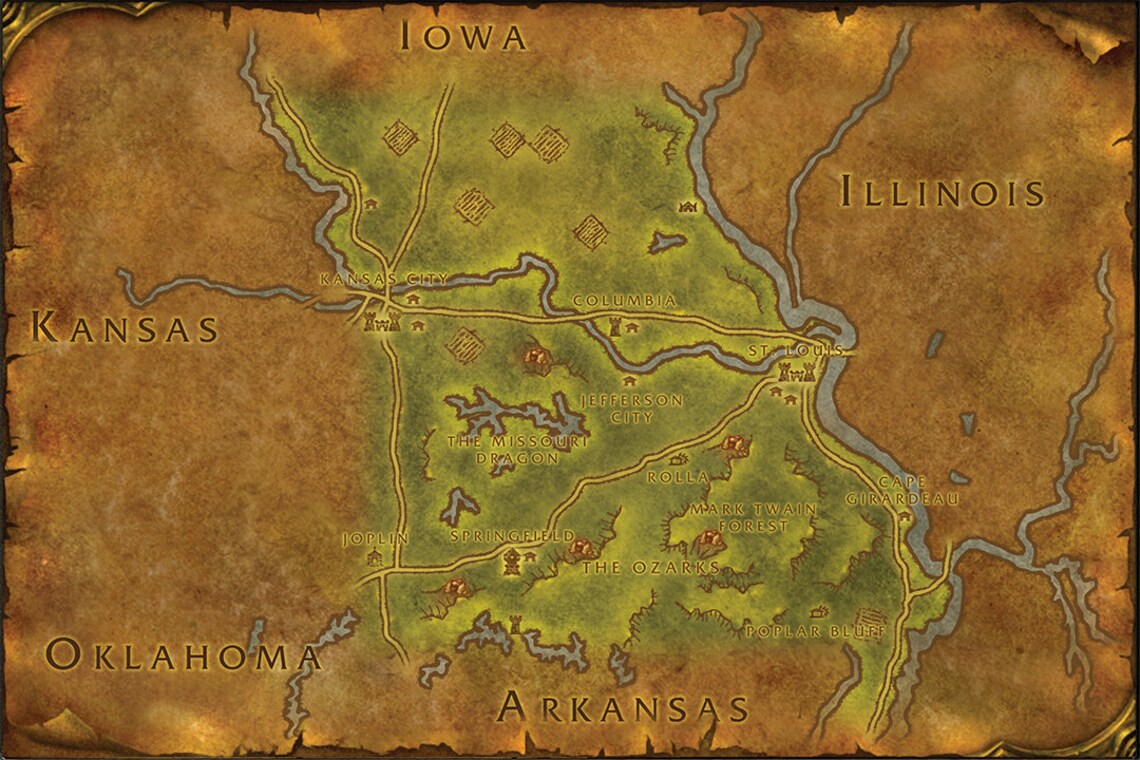 Missouri - World of Warcraft Style Map - Etsy