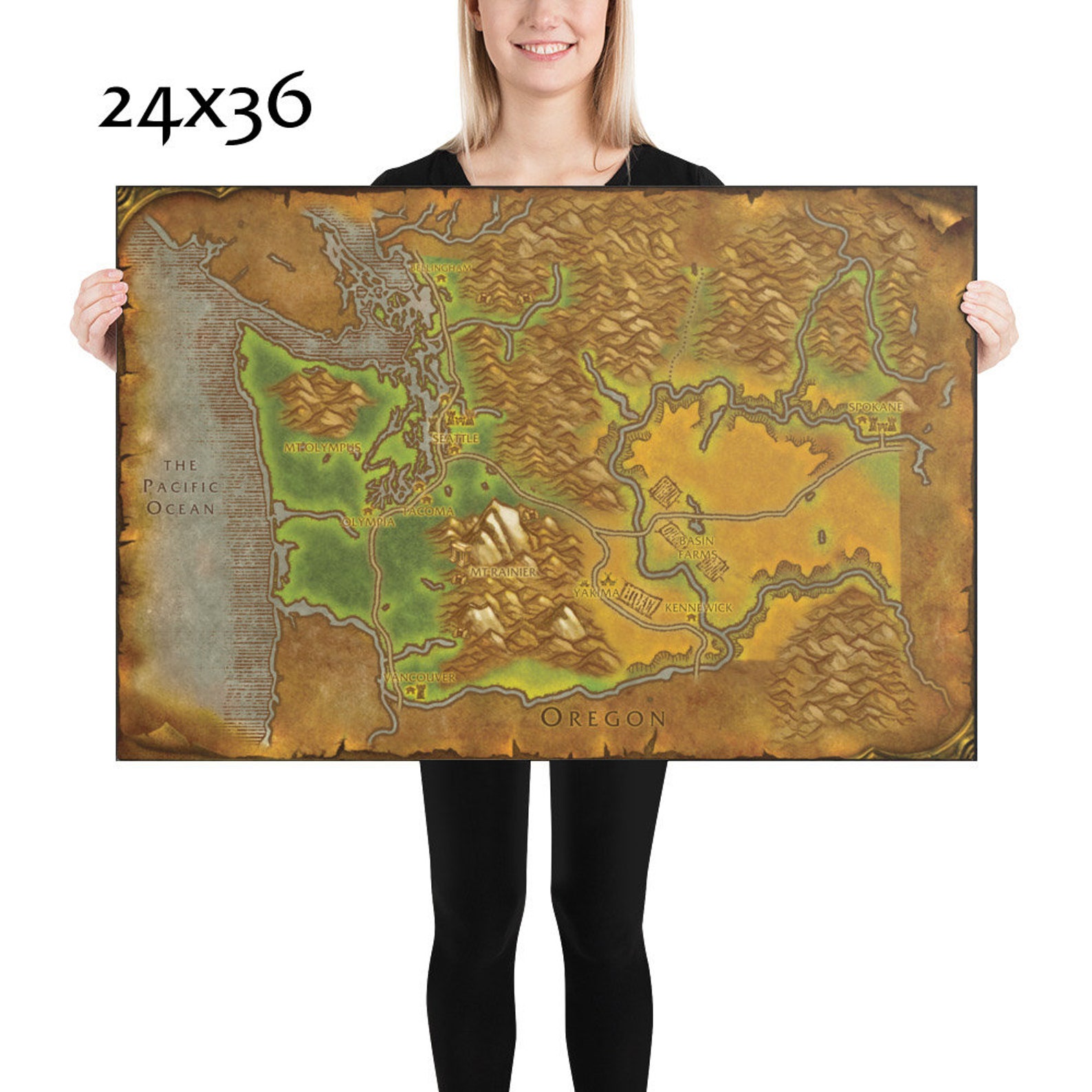 Washington World of Warcraft Style Map - Etsy