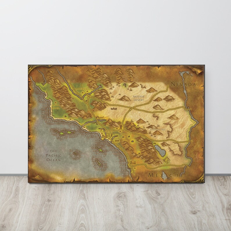 California socal World of Warcraft Style Map - Etsy