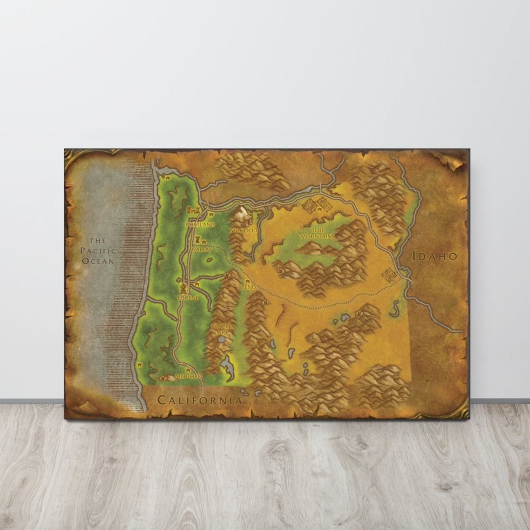 Oregon - World of Warcraft Style Map - Etsy