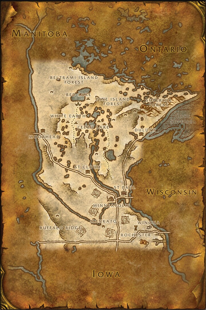 Minnesota - World of Warcraft Style Map - Etsy