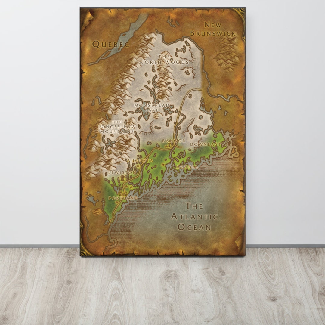 Maine - World of Warcraft Style Map - Etsy