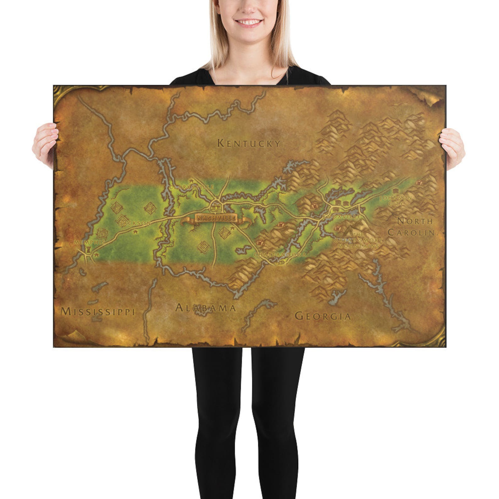 Tennessee - World of Warcraft Style Map - Etsy