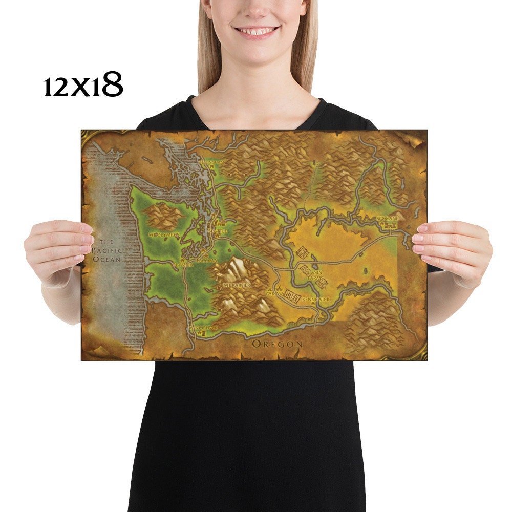 Washington World of Warcraft Style Map - Etsy