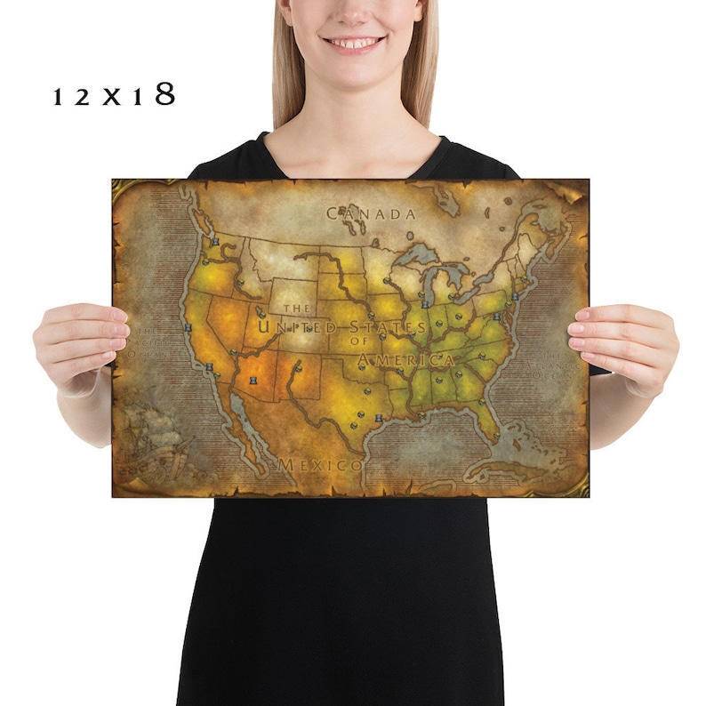 The United States of America - World of Warcraft Style Map - Etsy