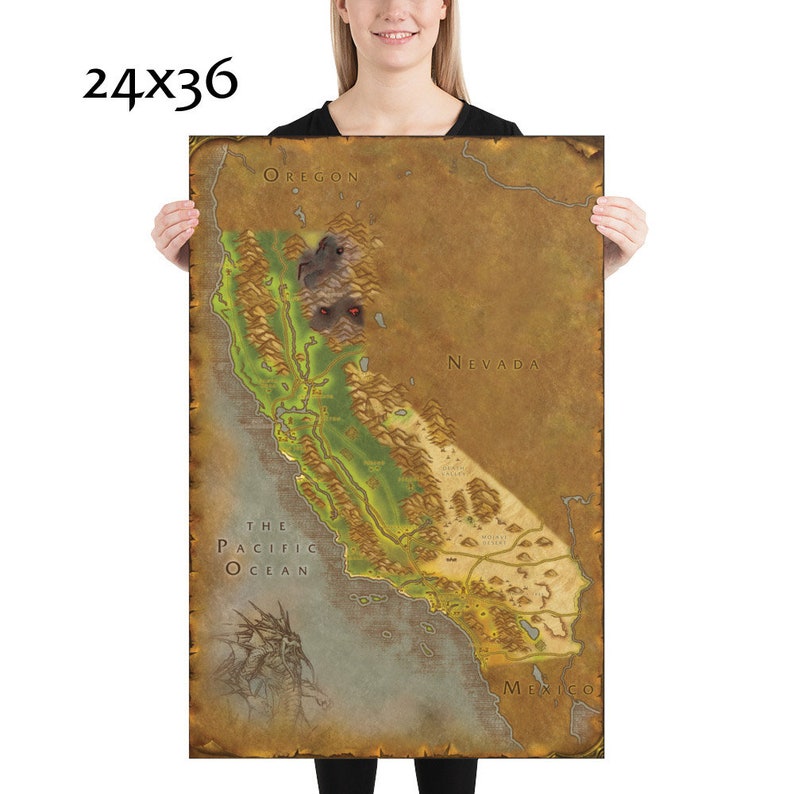California World of Warcraft Style Map - Etsy
