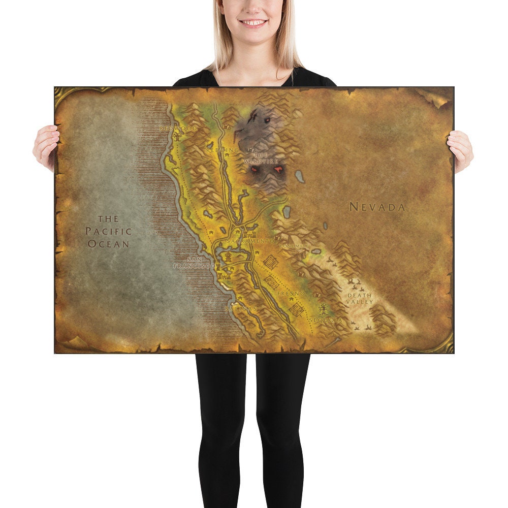 California (norcal) - World of Warcraft Style Map - Etsy