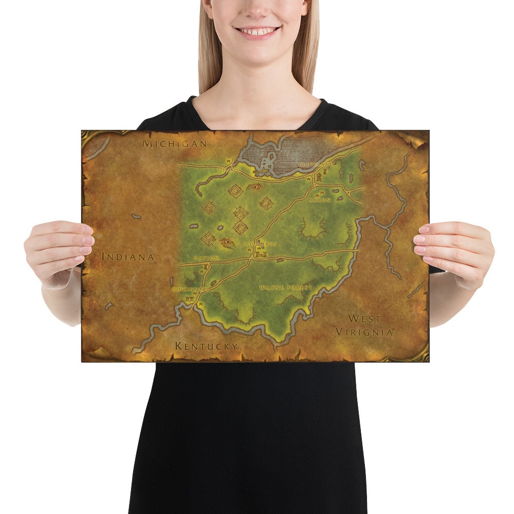Ohio - World of Warcraft Style Map - Etsy