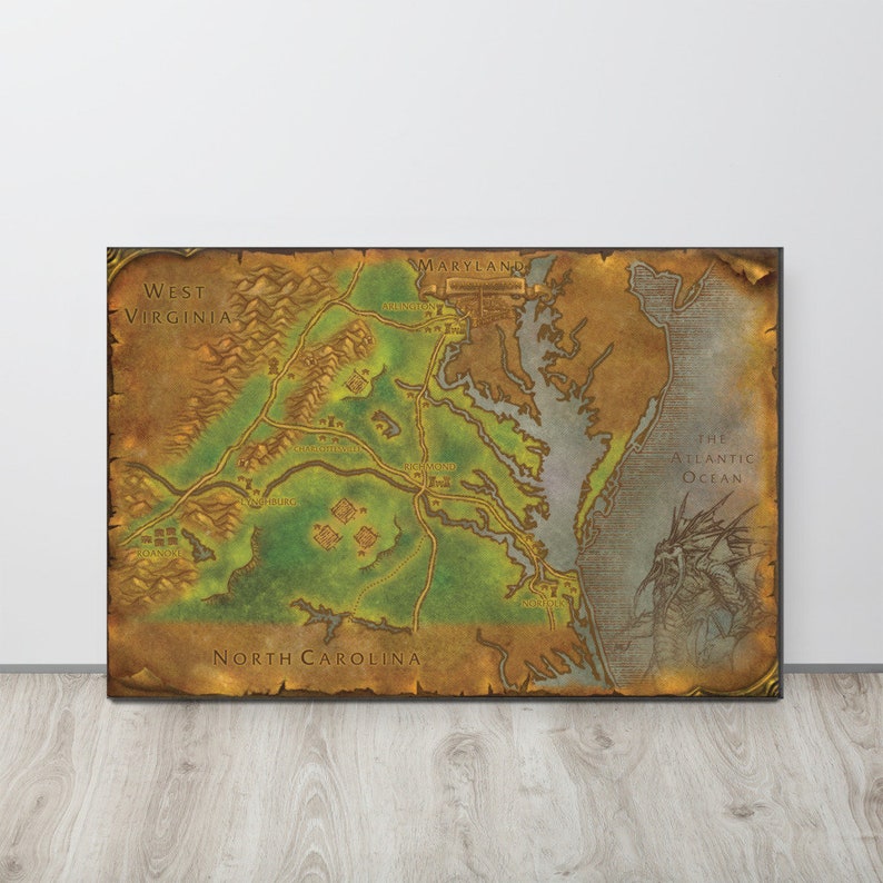 Virginia - World of Warcraft Style Map Print - Etsy