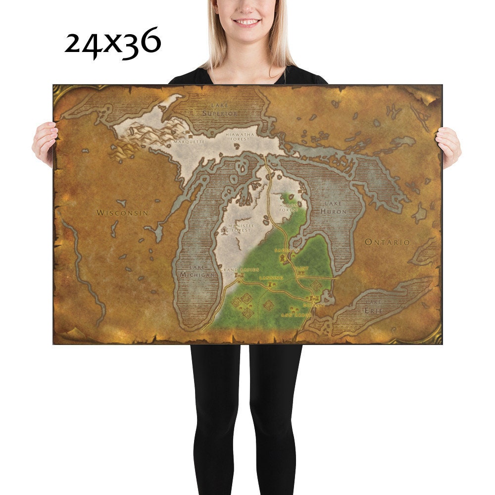 Michigan World of Warcraft Style Map - Etsy