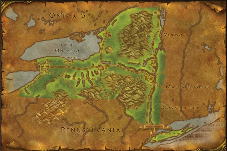 New York World of Warcraft Style Map - Etsy