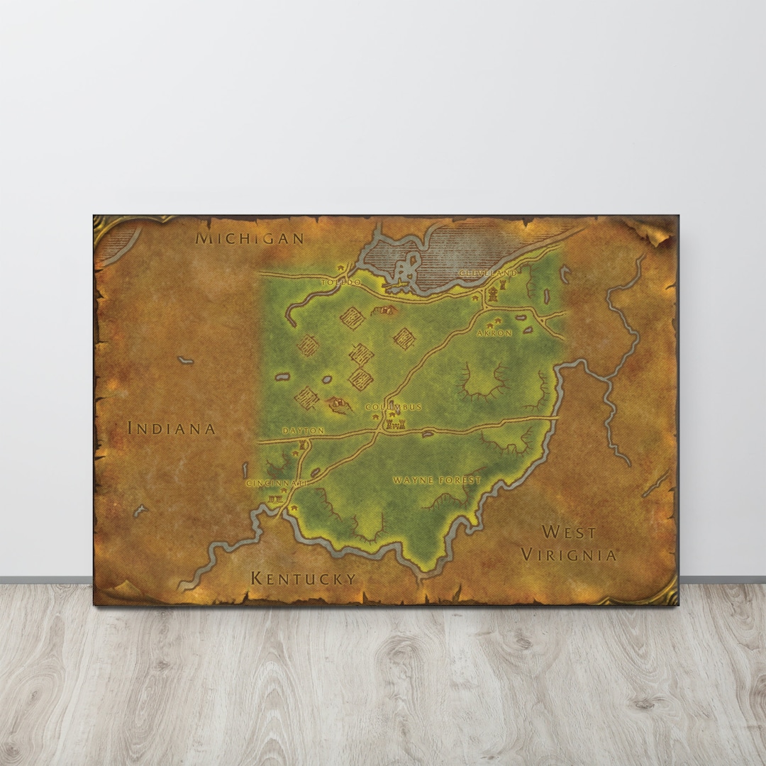 Ohio - World of Warcraft Style Map - Etsy