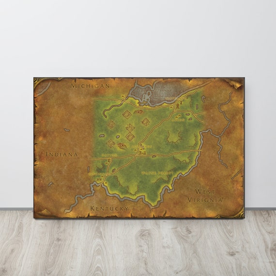 Ohio World of Warcraft Style Map - Etsy