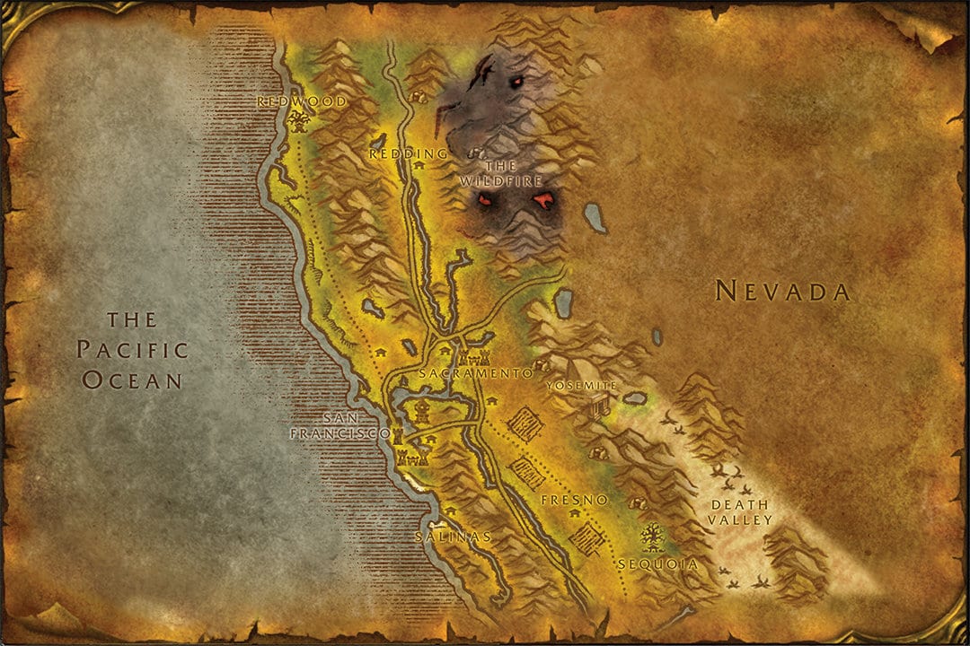 California norcal World of Warcraft Style Map - Etsy