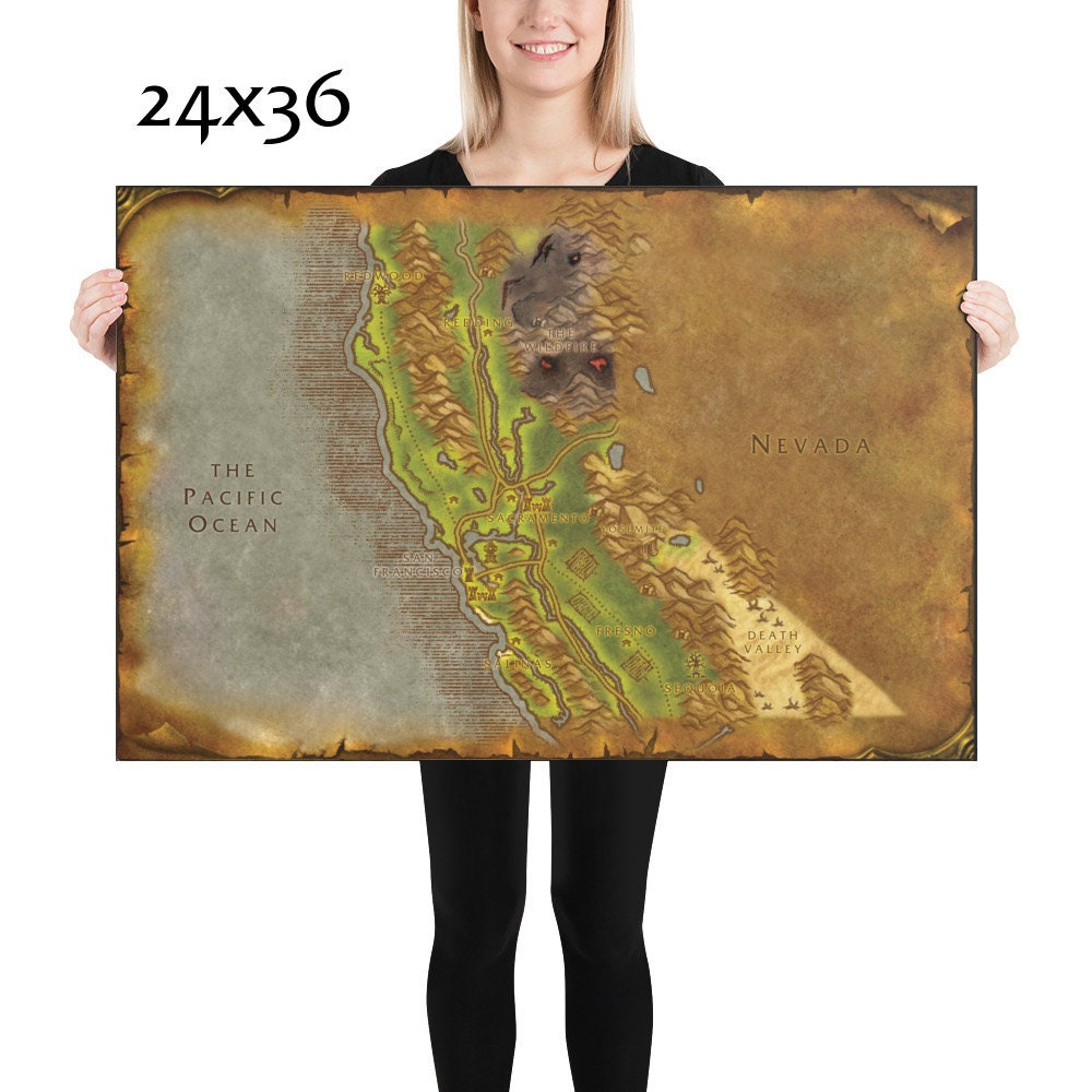 California norcal World of Warcraft Style Map - Etsy