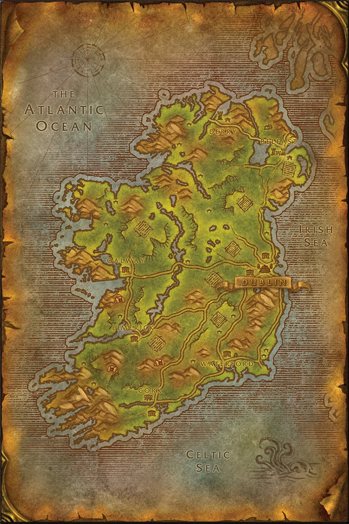 Ireland - World of Warcraft Style Map - Etsy