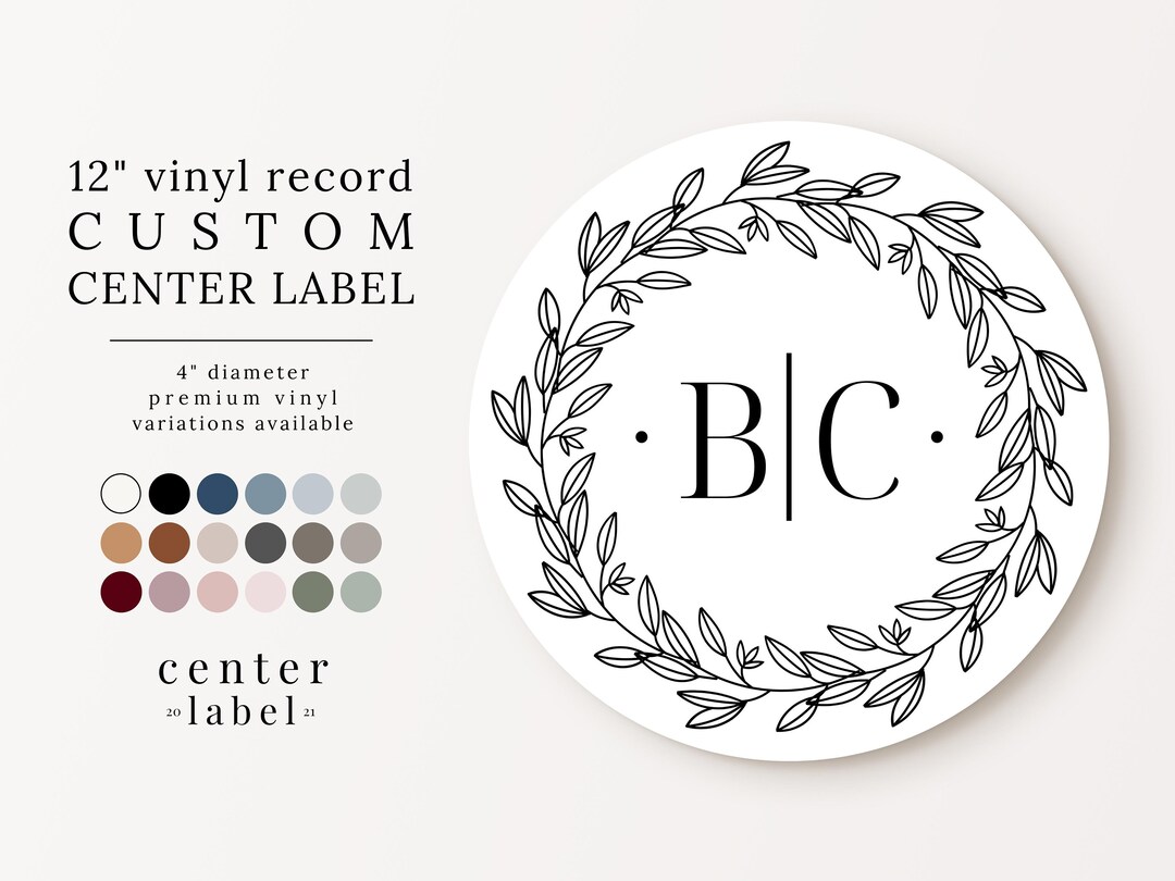 Custom Center Label for 12 Inch Vinyl Record, Bold Text Personalized ...
