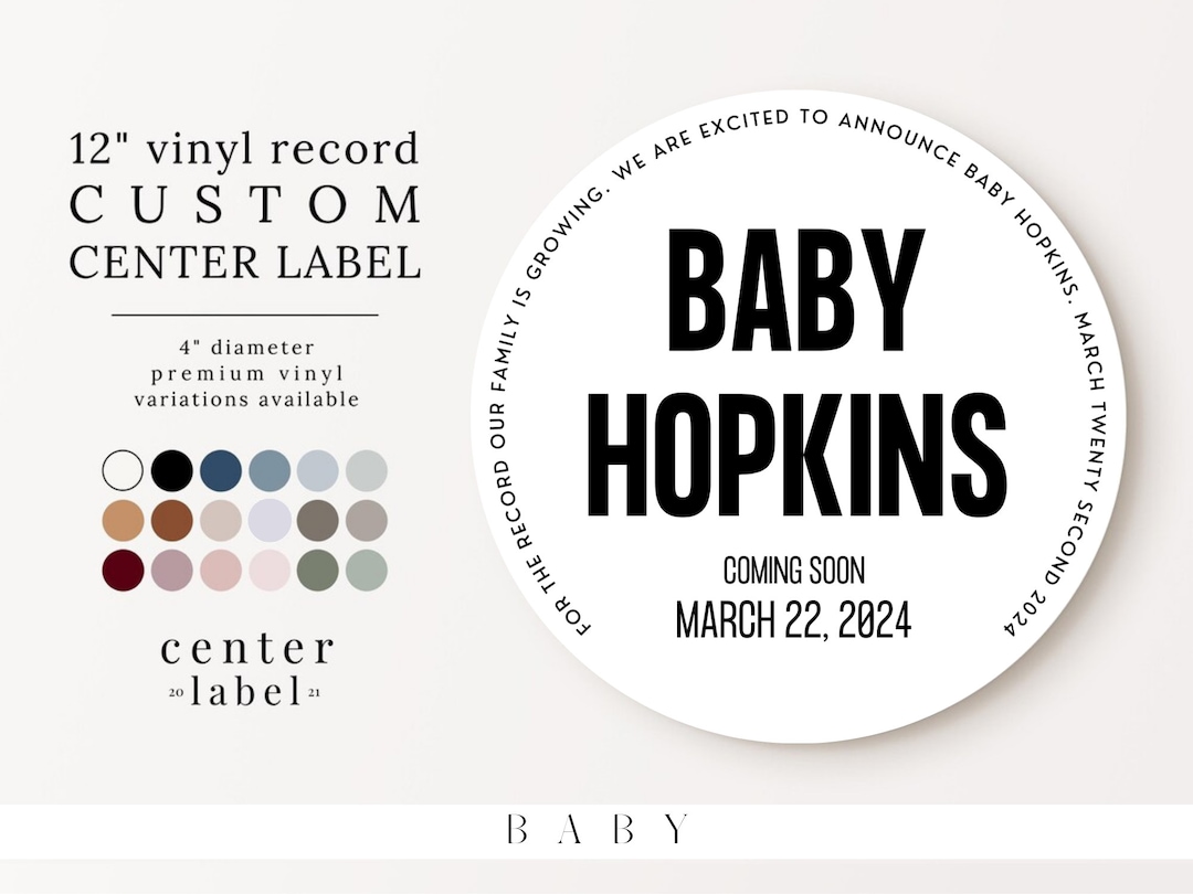 Custom Label for 12 Inch Vinyl Record, Bold Text Personalized Matte ...