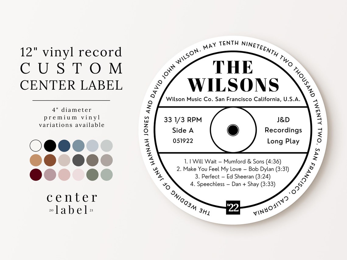 Custom Label for 12 Inch Vinyl Record Bold Text Personalized - Etsy