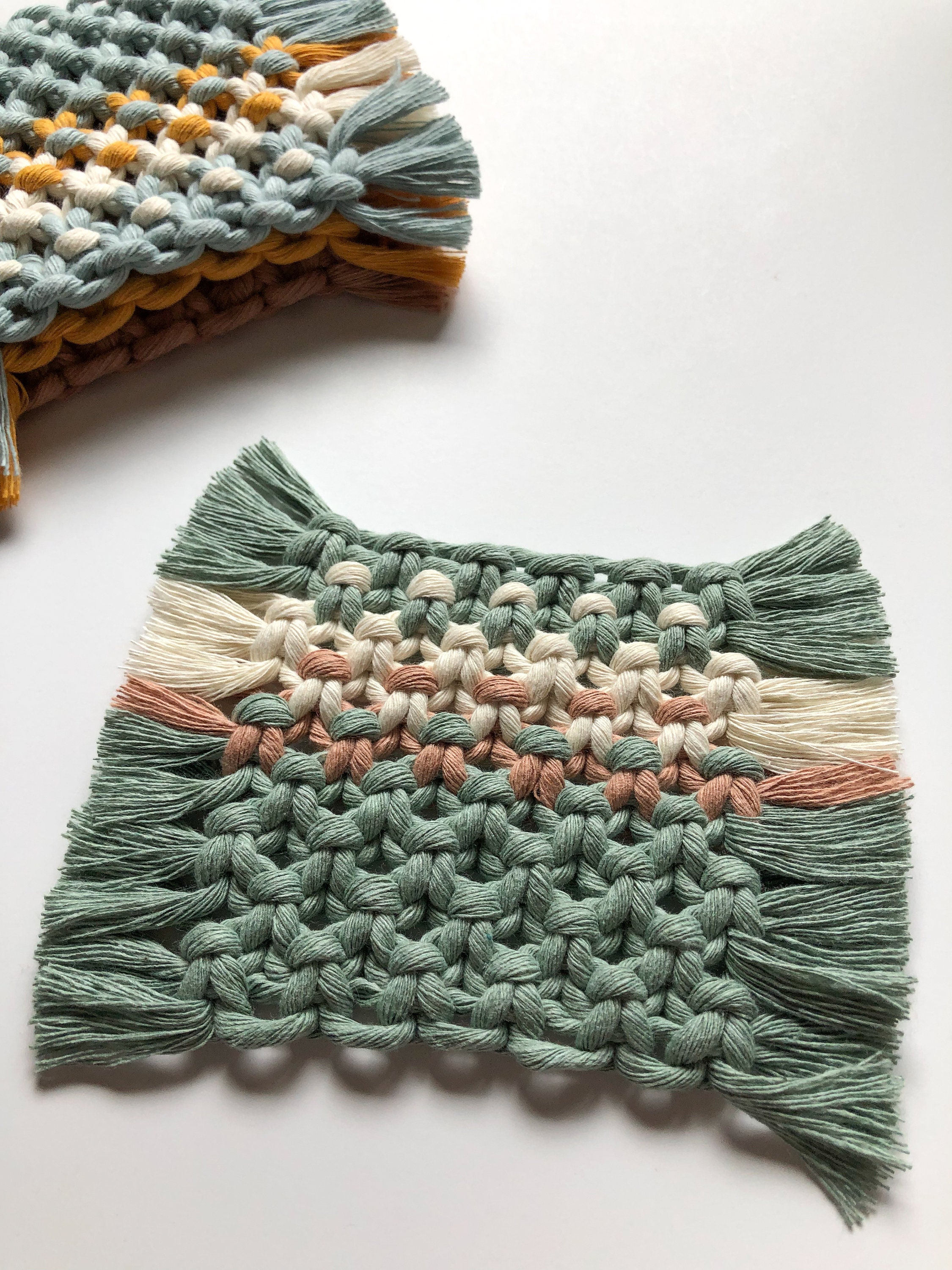 Square Macrame Coasters - Etsy