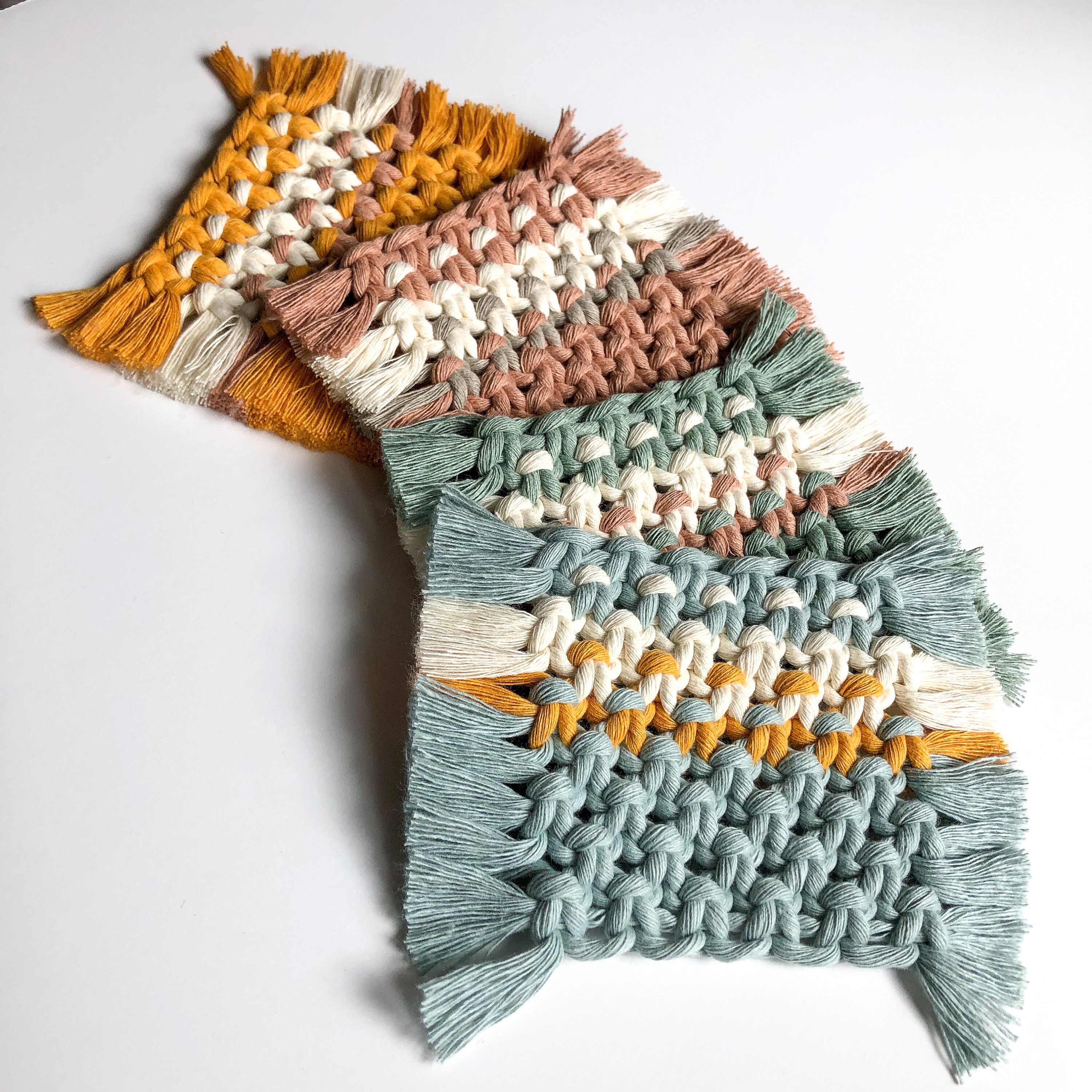 Square Macrame Coasters - Etsy