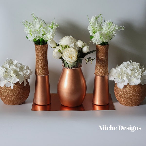 Rose Gold Glass Vase - Etsy