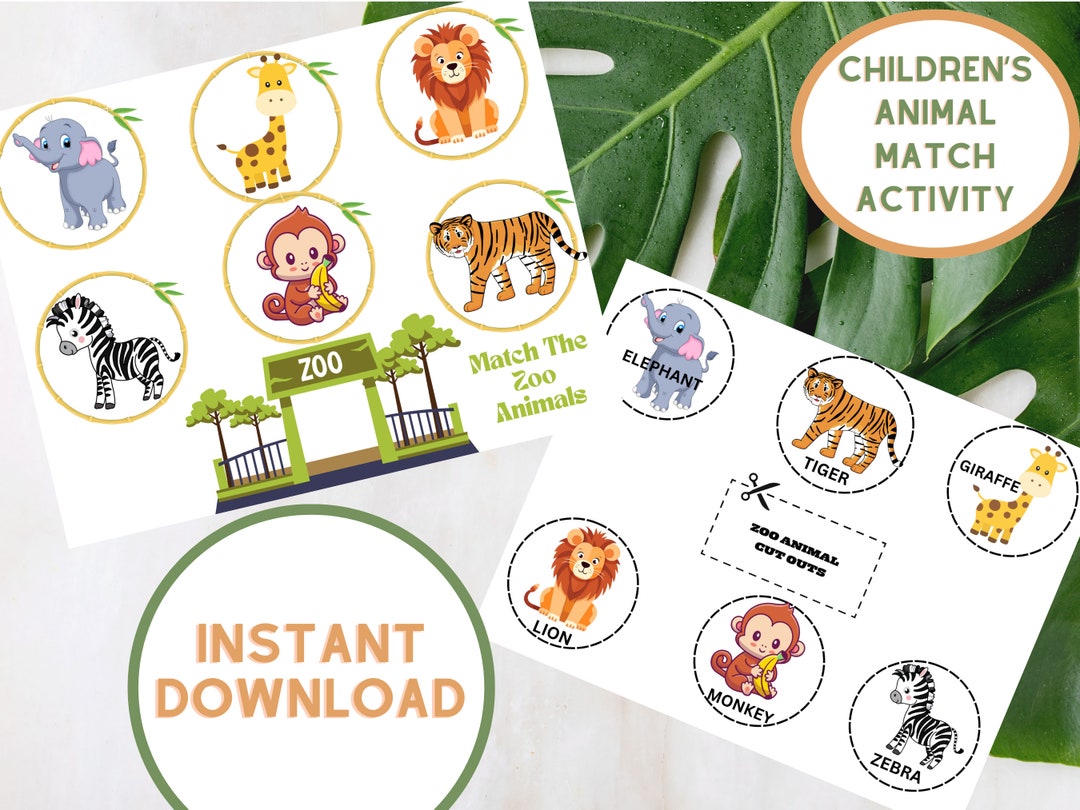 Printable Zoo Animal Match Activity for Preschool and Elementary ...