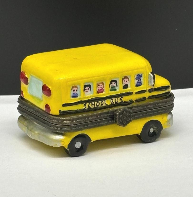 Vintage School Bus Porcelain Hinged Trinket Box Miniature - Etsy