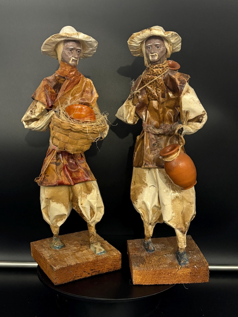 Vintage Mexican Folk Art Hand Made Paper Mache Statues 13" - Etsy