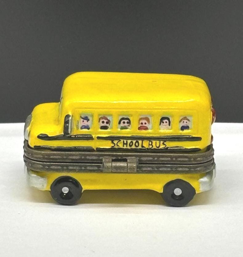 Vintage School Bus Porcelain Hinged Trinket Box Miniature - Etsy