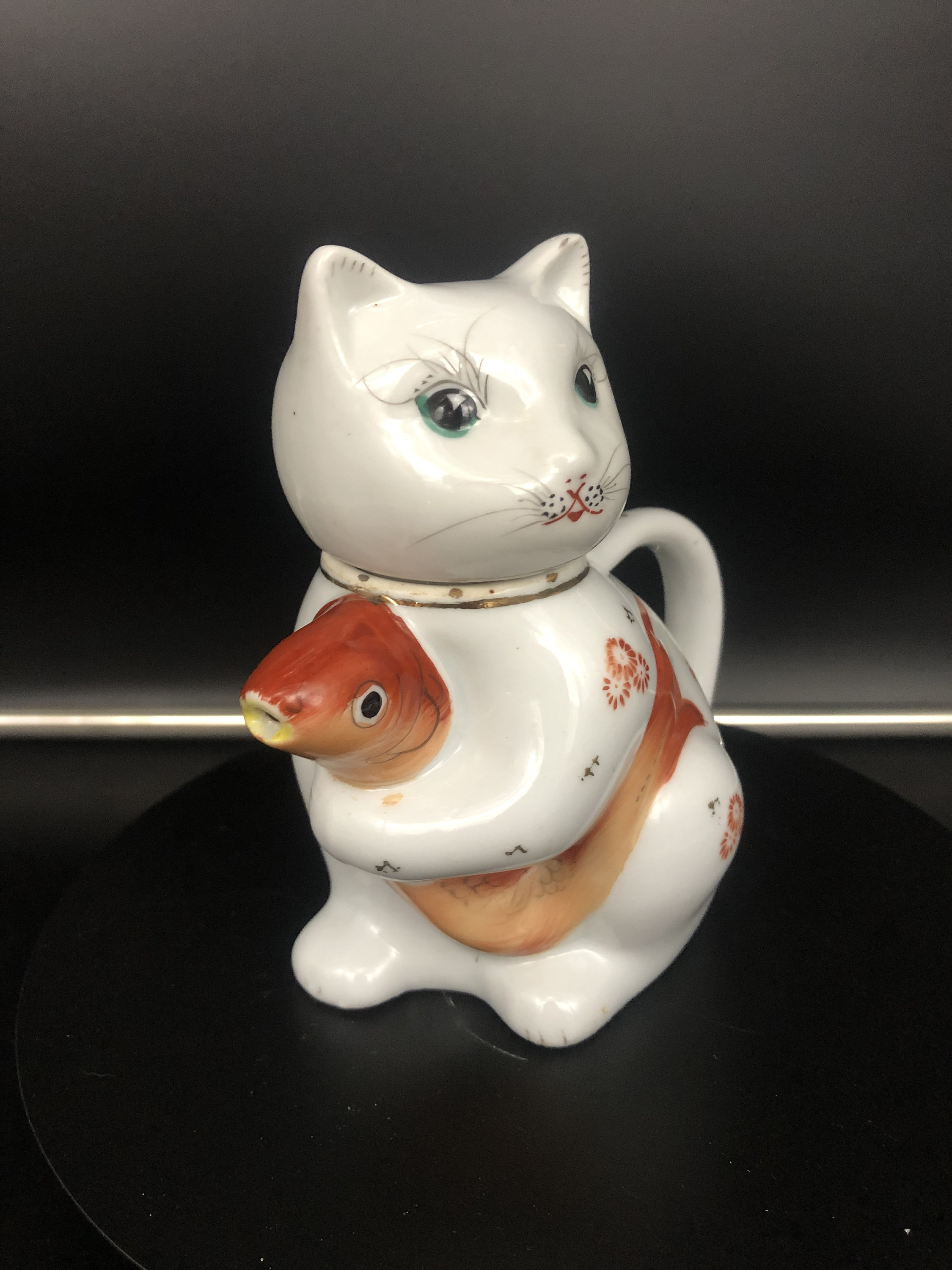 RARE Vintage 1970's Cat & Goldfish Hand Painted Porcelain Creamer ...