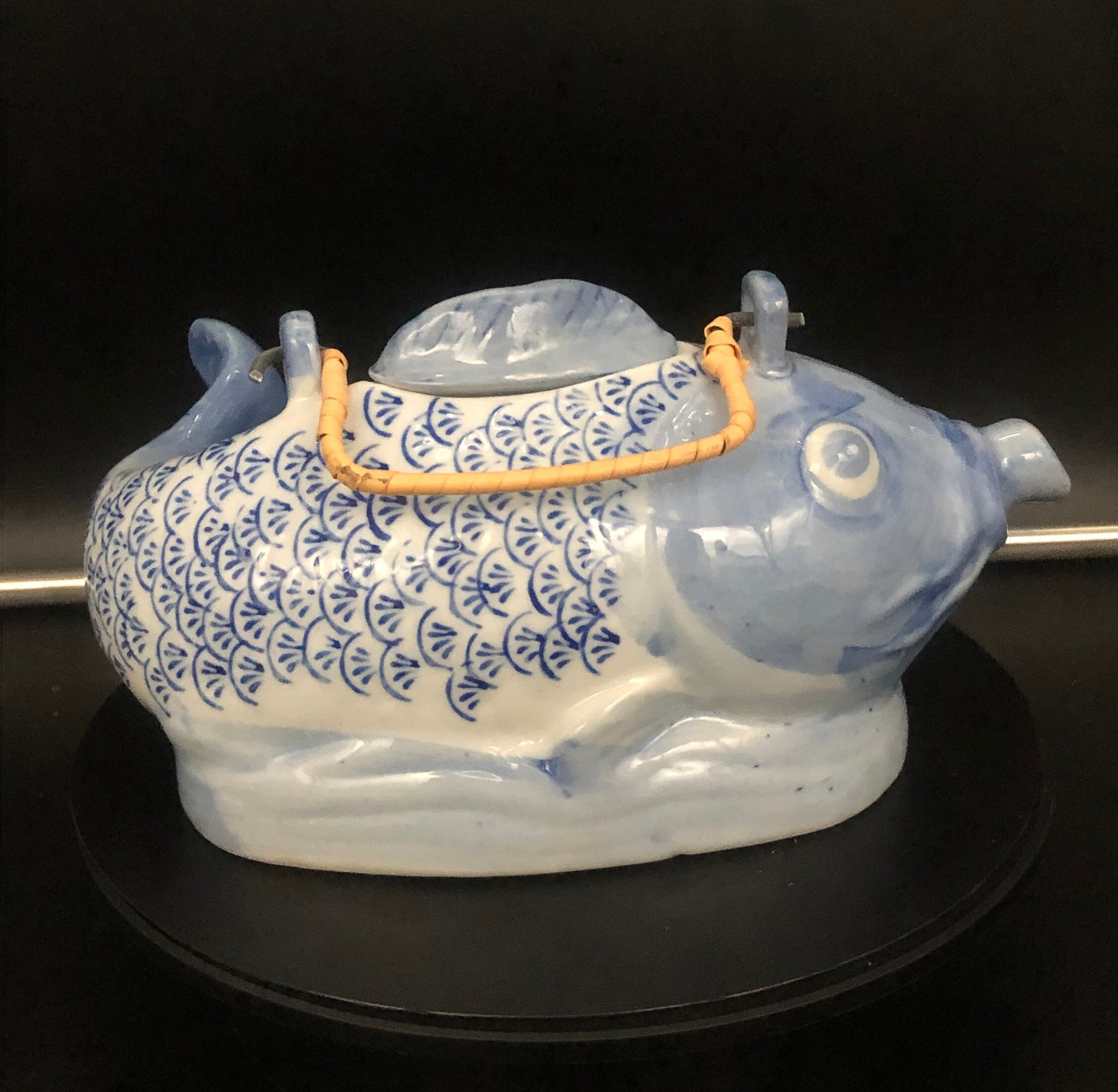 Vintage Whimsical Koi Fish Hand Painted Blue & White Ceramic Teapot - Etsy