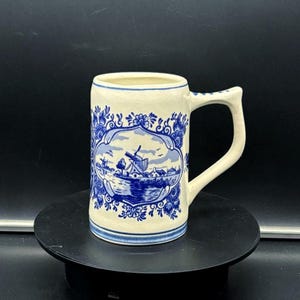 Vintage Delft Blue Hand Painted Pottery Mug Stein Made in Holland 5.25 ...