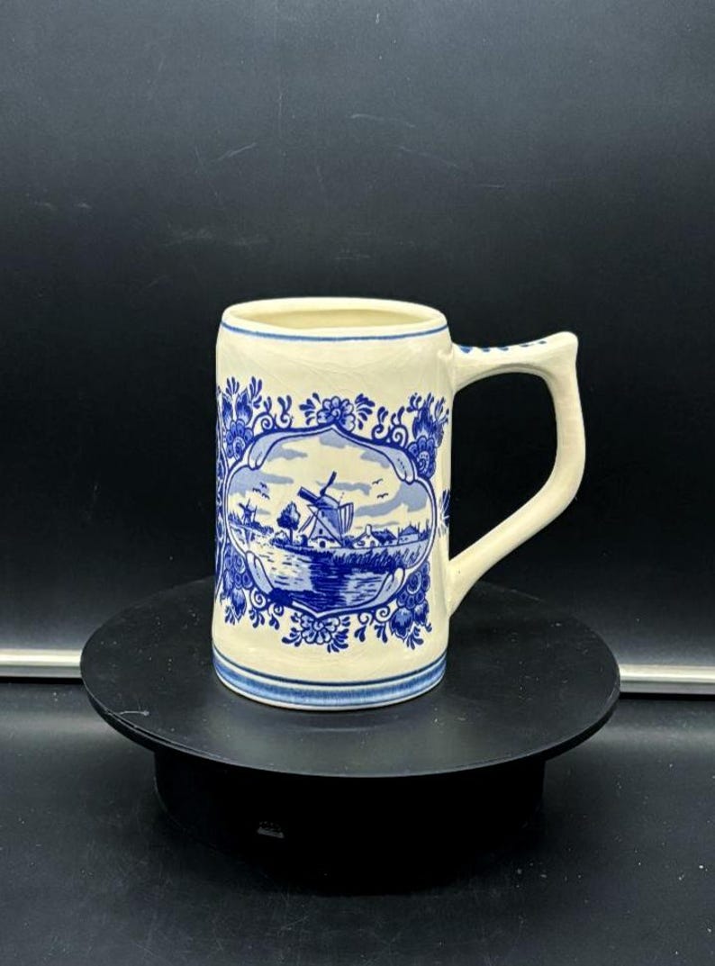Vintage Delft Blue Hand Painted Pottery Mug Stein Made in Holland 5.25 ...