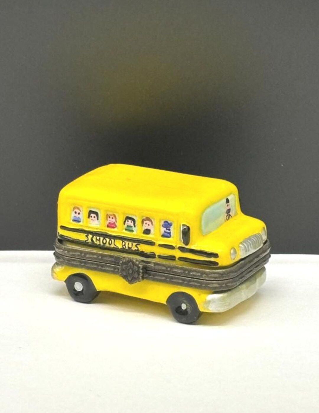 Vintage School Bus Porcelain Hinged Trinket Box Miniature - Etsy