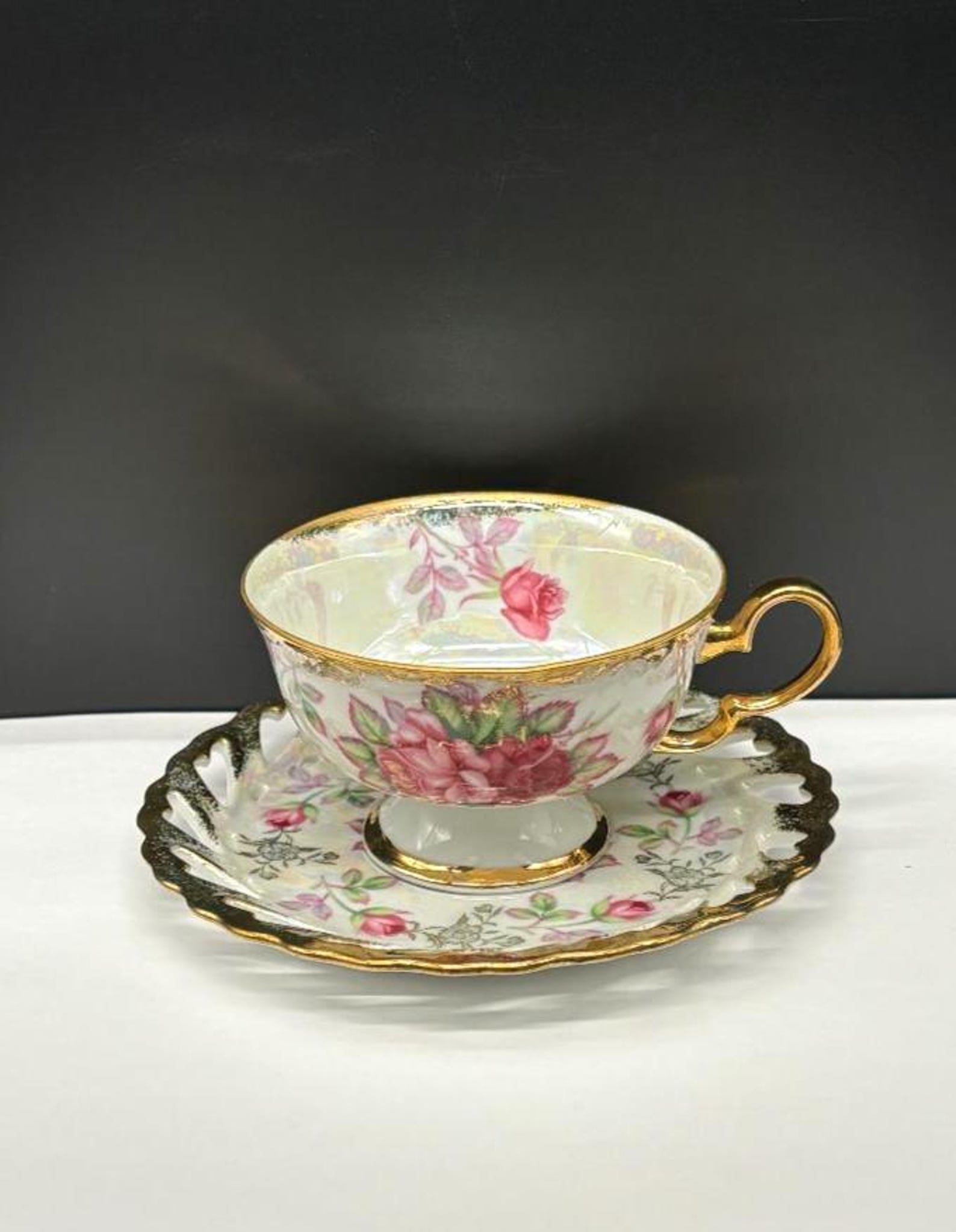 Vintage 1960 Royal Halsey Japan Rose Heart Fine China Teacup and Saucer ...