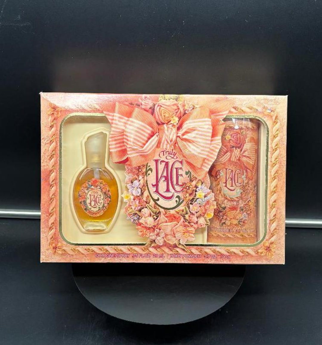 RARE Vintage Coty Truly Lace .75 Spray Cologne and 3.7 Talc Powder ...