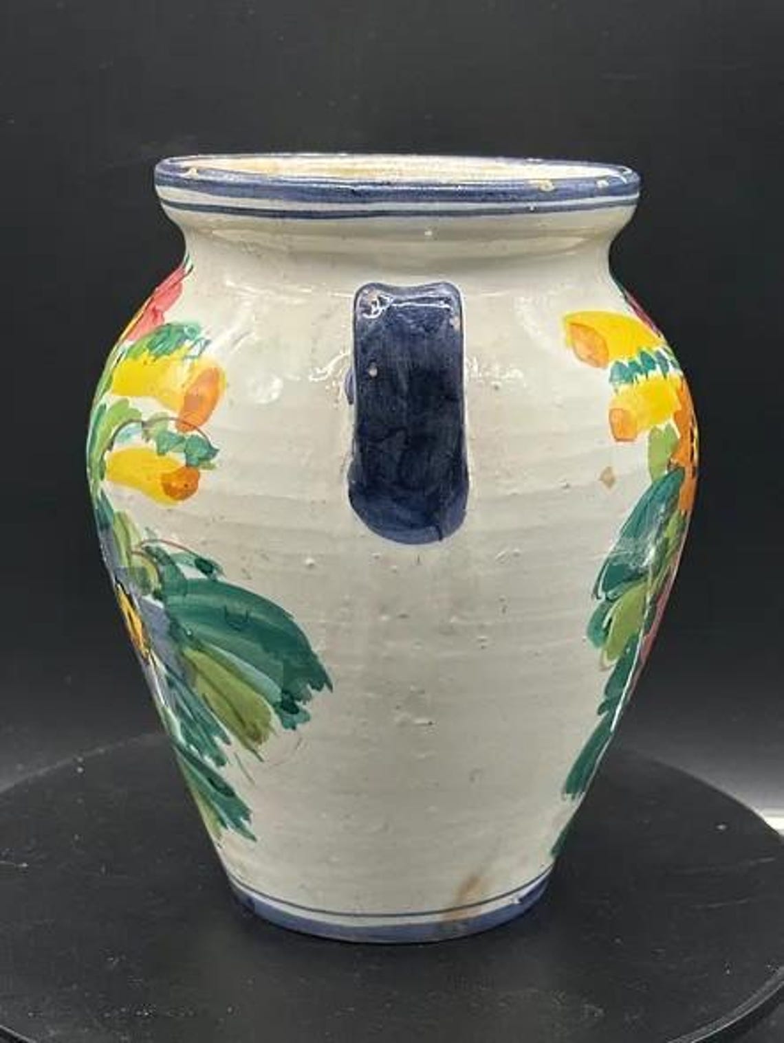 Vintage Cellini Italian Hand Painted Pottery Urn Vase 6.5" X 6.5 Signed ...