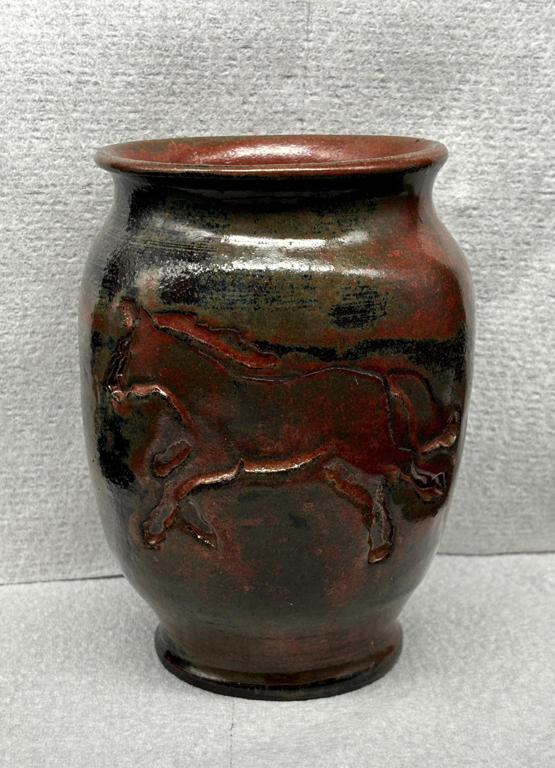 Vintage Hand Made Stoneware Pottery Running Horse Vase 7 - Etsy