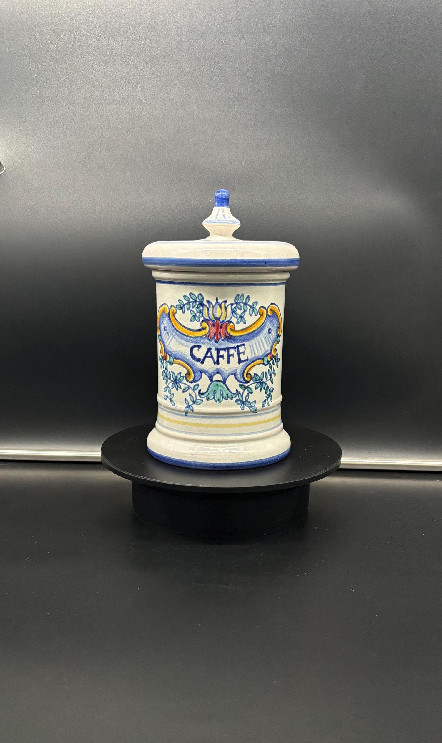 Vintage Italy De Ruta Hand Painted Lidded Caffe Jar Pantry Artist ...