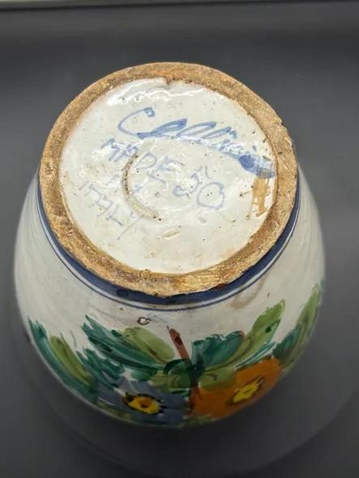 Vintage Cellini Italian Hand Painted Pottery Urn Vase 6.5" X 6.5 Signed ...